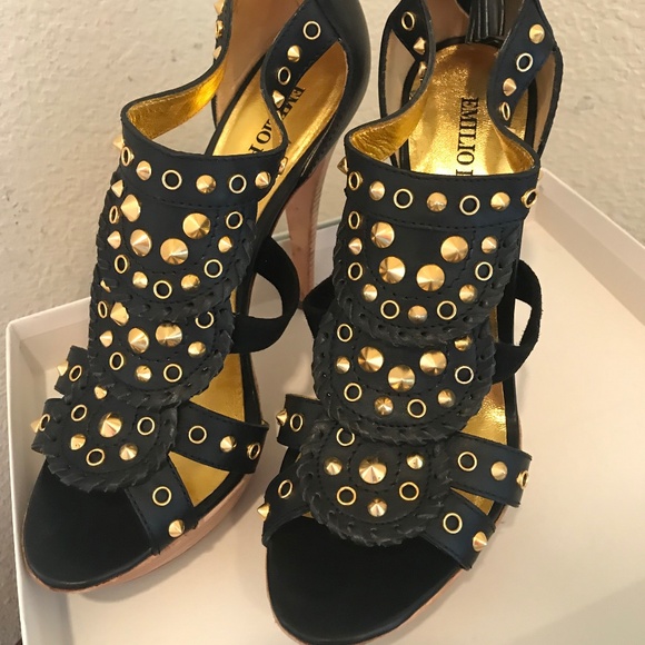 Emilio Pucci | Shoes | Emilio Pucci Black Leather Strappy Platform ...